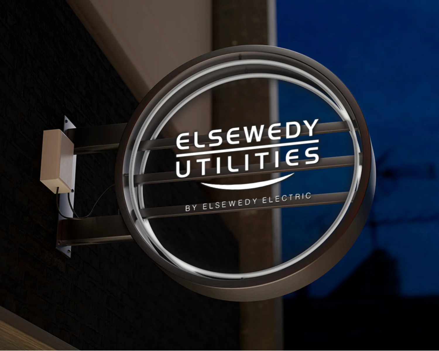 Outdoor neon light box logo display mockup (1714918391) - AiDesign