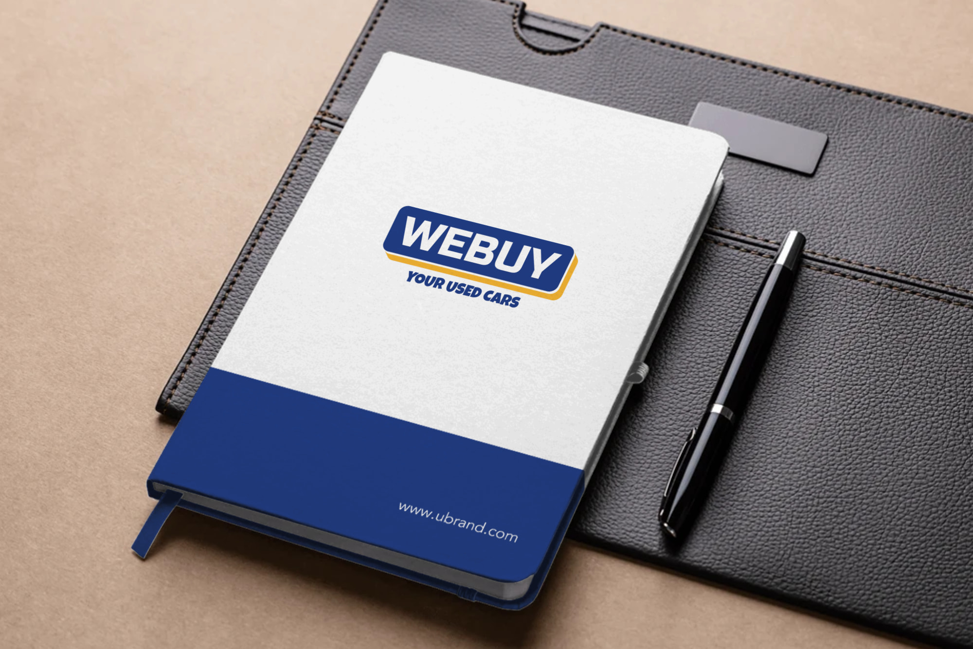 Notepad on leather pad mockup - AiDesign