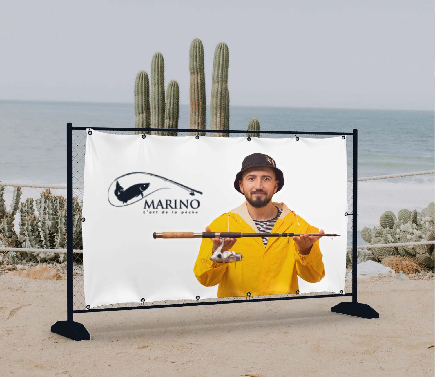 Seaside canvas advertising sign logo mockup (1720399595) - AiDesign
