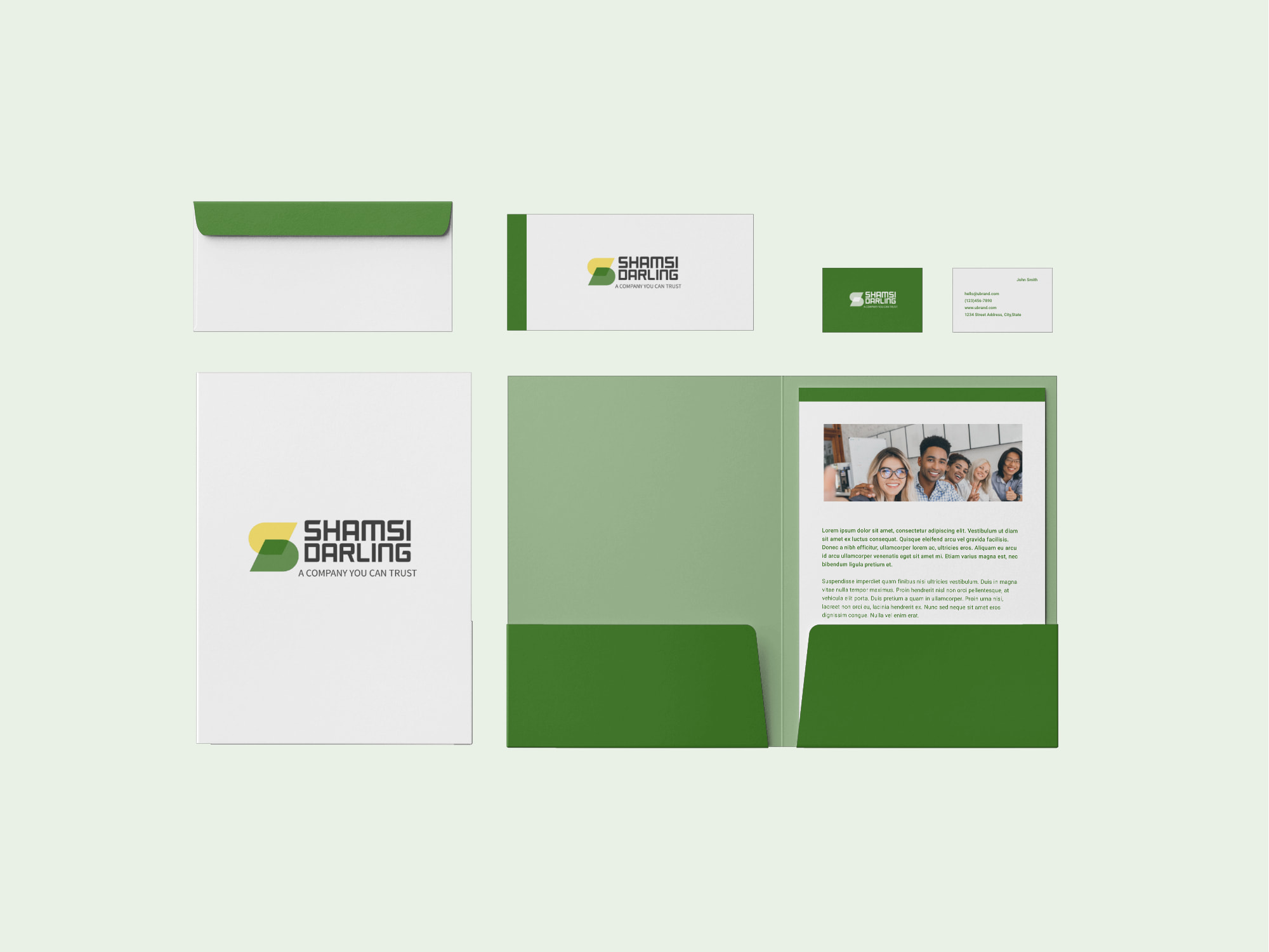 Brand stationery letter paper folder logo mockup - AiDesign