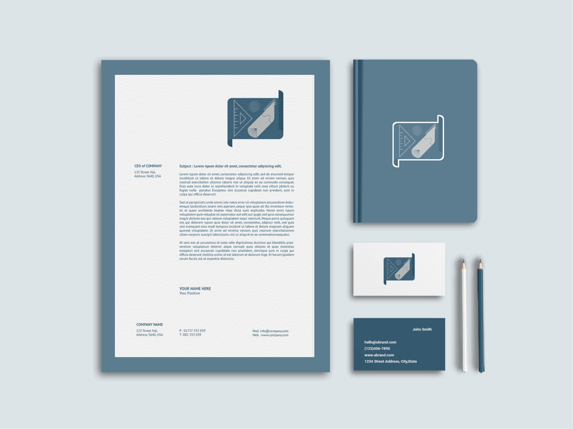 Brand stationery letter paper folder logo mockup (1725542524) - AiDesign