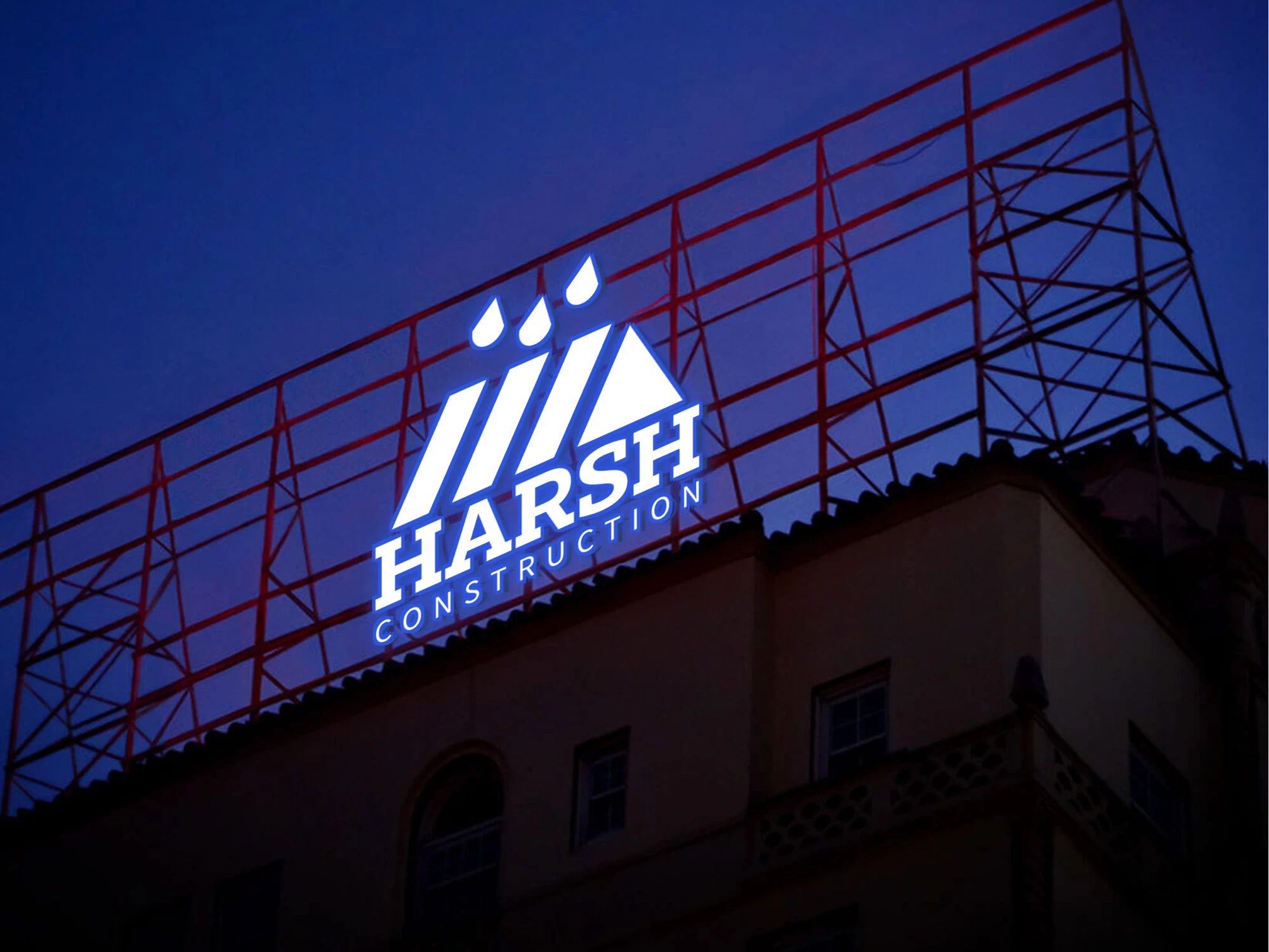 Night neon sign logo mockup - AiDesign