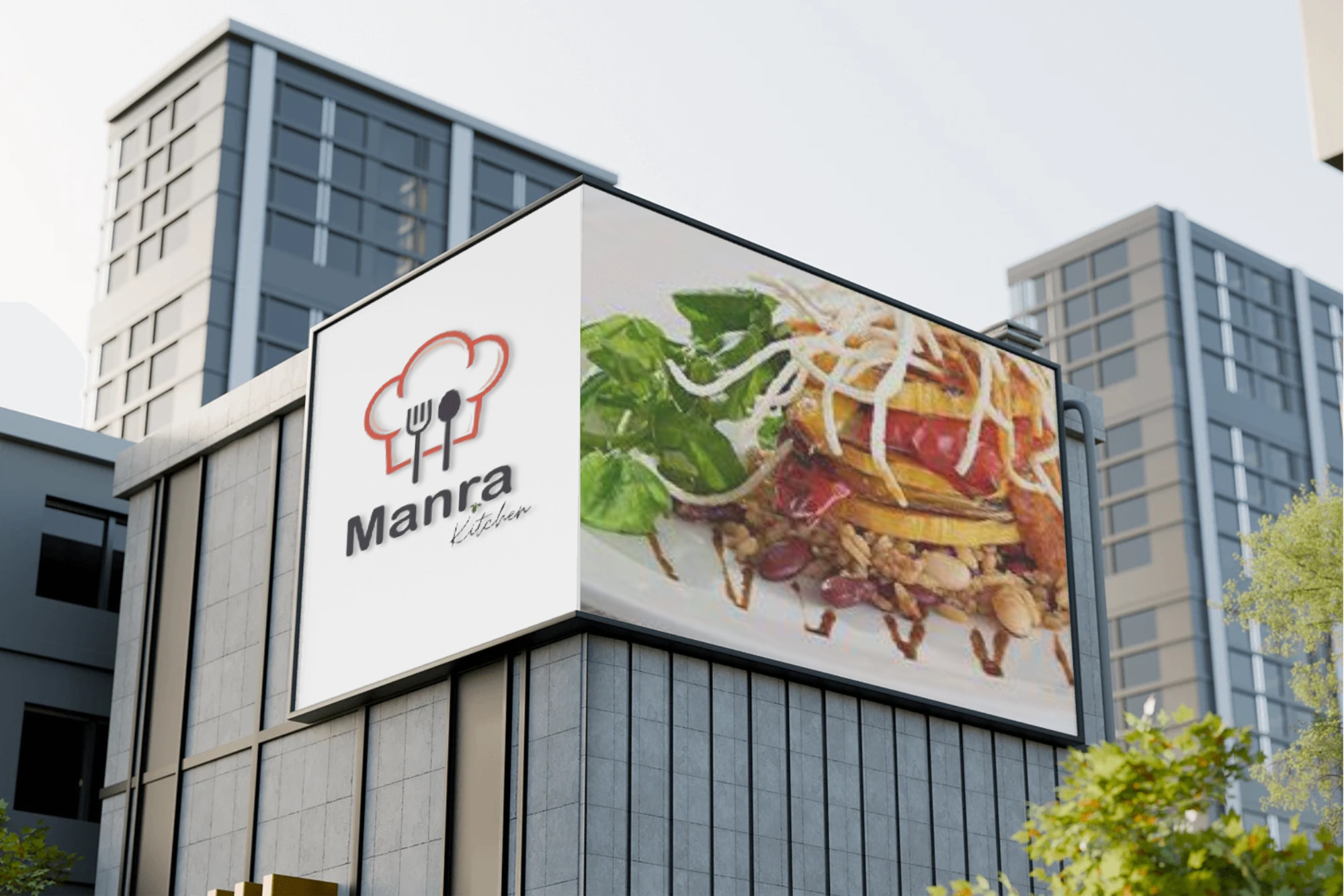 Outdoor building corner bent large billboard logo mockup (1727198251 ...