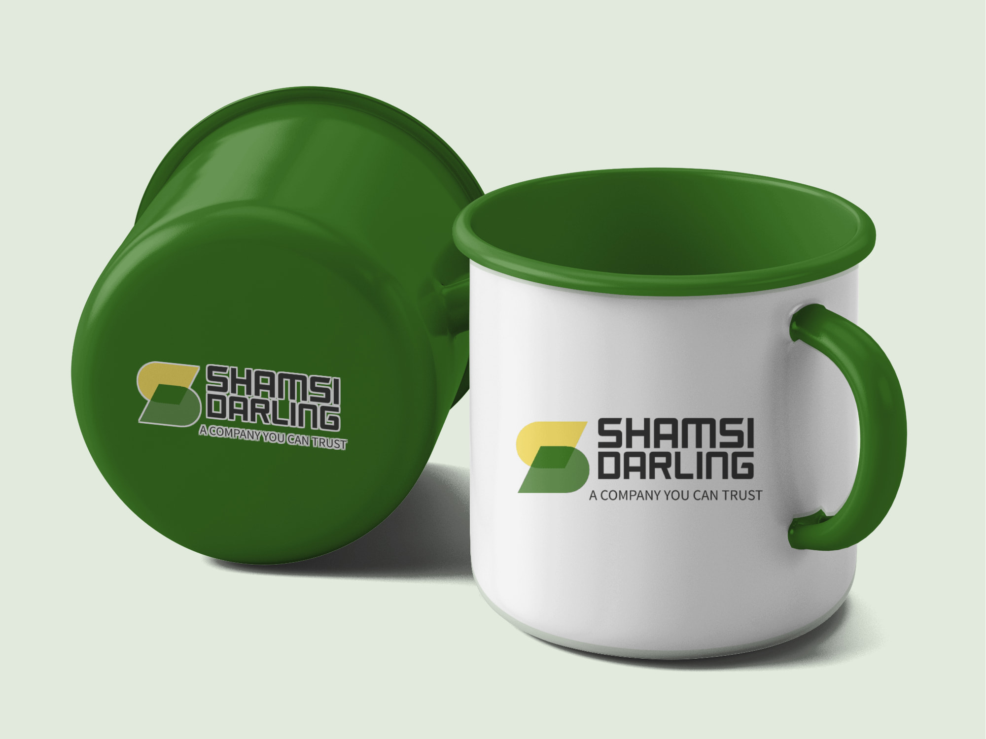 Two-color enamel mug logo mockup - AiDesign