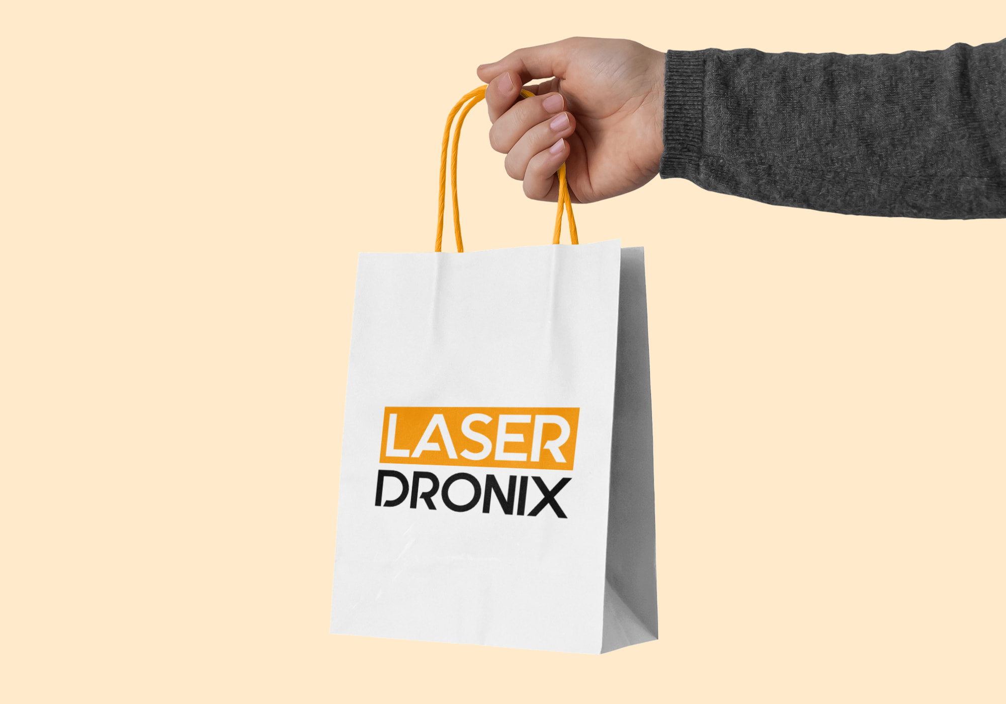 Hand holding paper bag packing bag packaging bag vi logo mockup ...