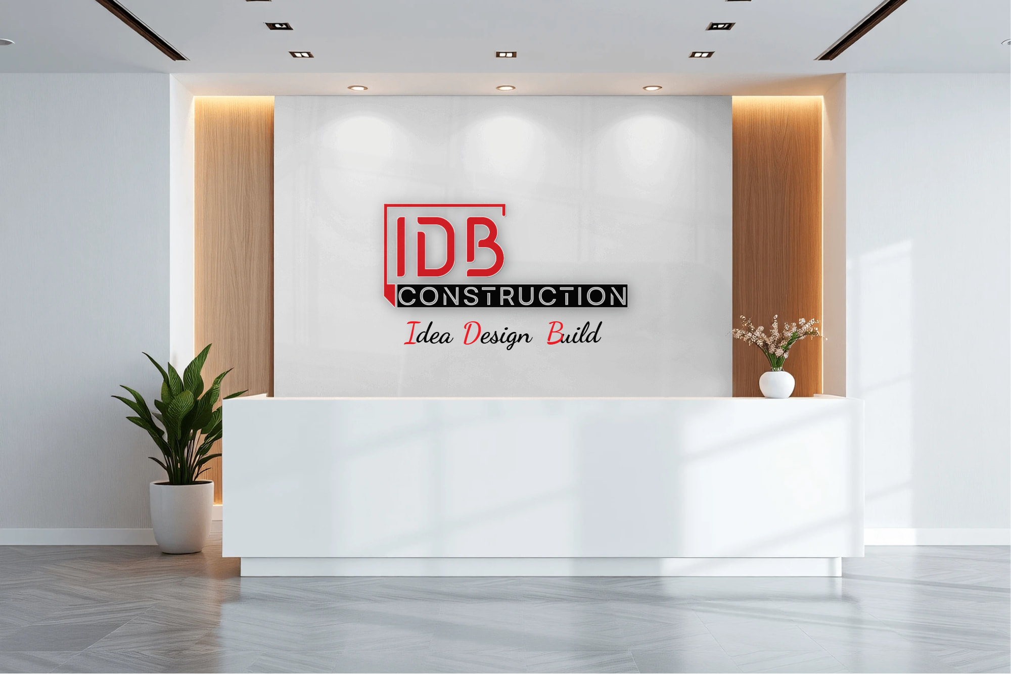 Company front desk wall 3D logo vi mockup renderings (1739901711 ...