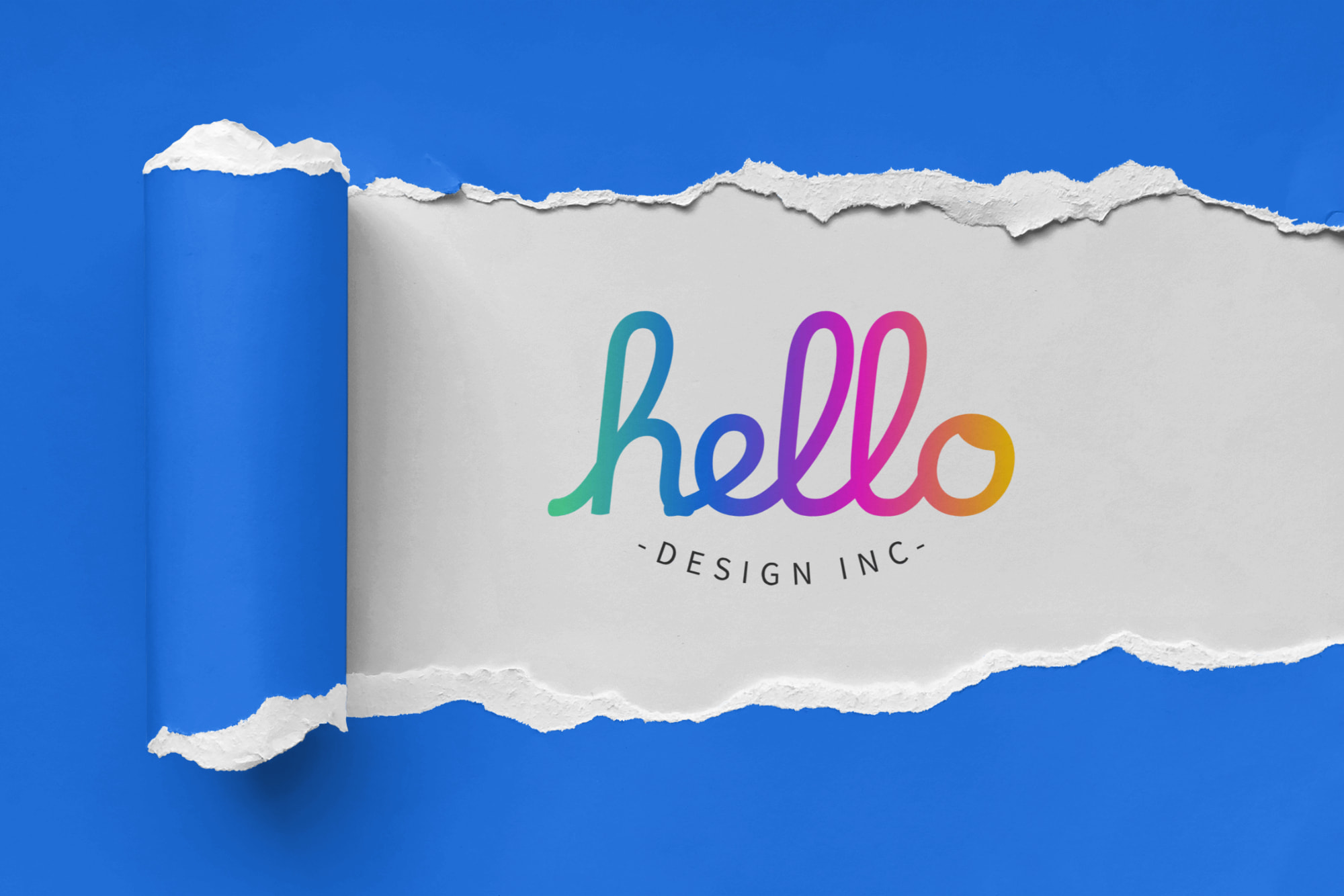 Paper tearing vi logo mockup renderings - AiDesign