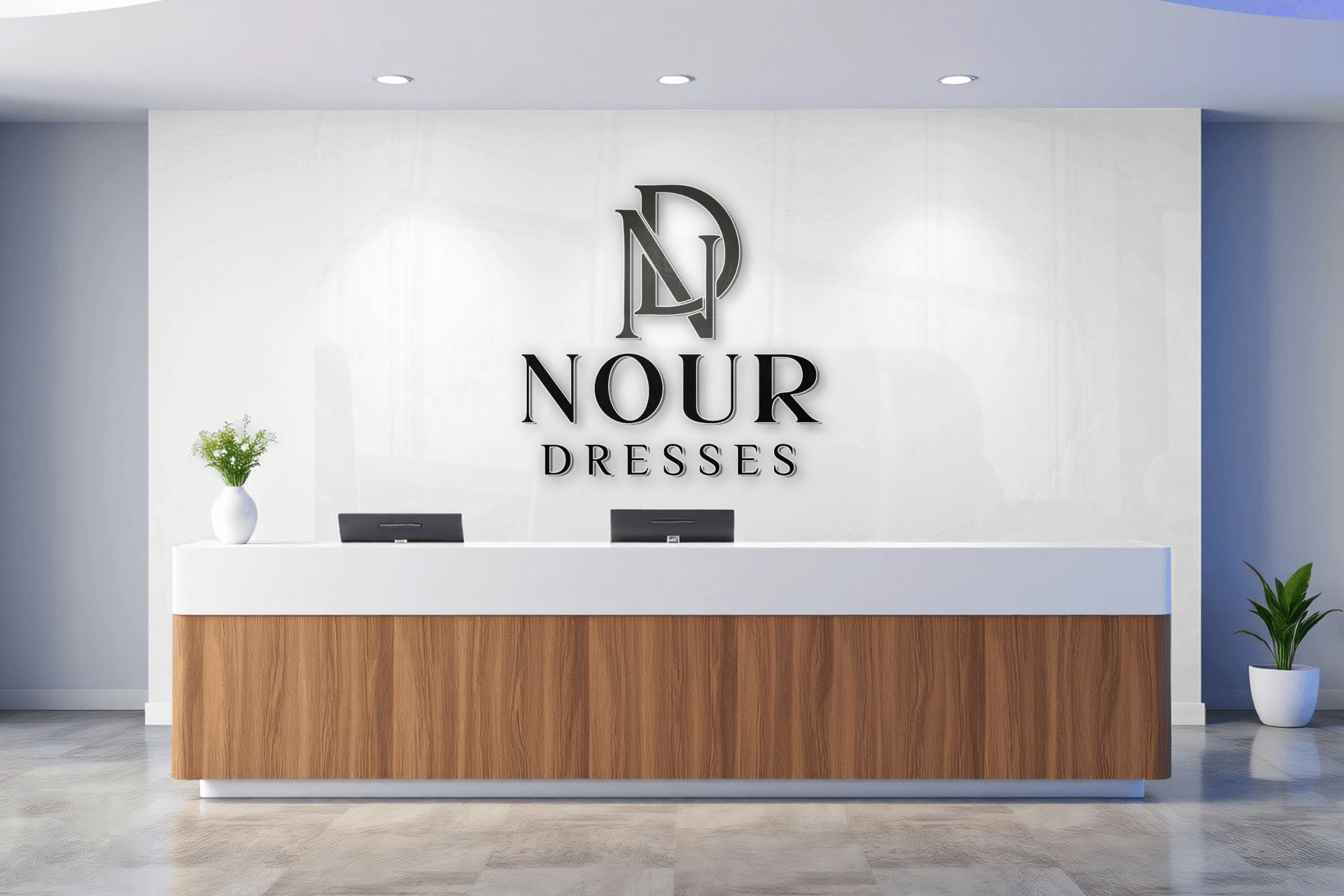 Company front desk wall 3D logo vi mockup renderings (1748614192 ...