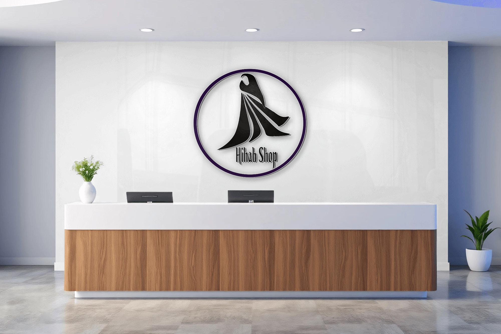Company front desk wall 3D logo vi mockup renderings (1754245812 ...
