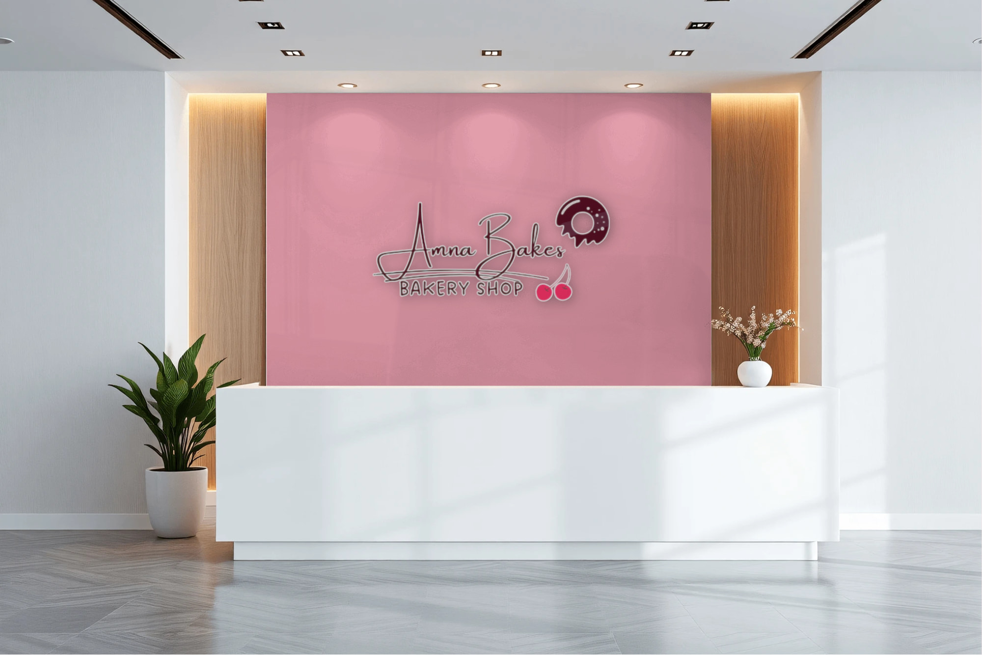 Company front desk wall 3D logo vi mockup renderings (1758389863 ...